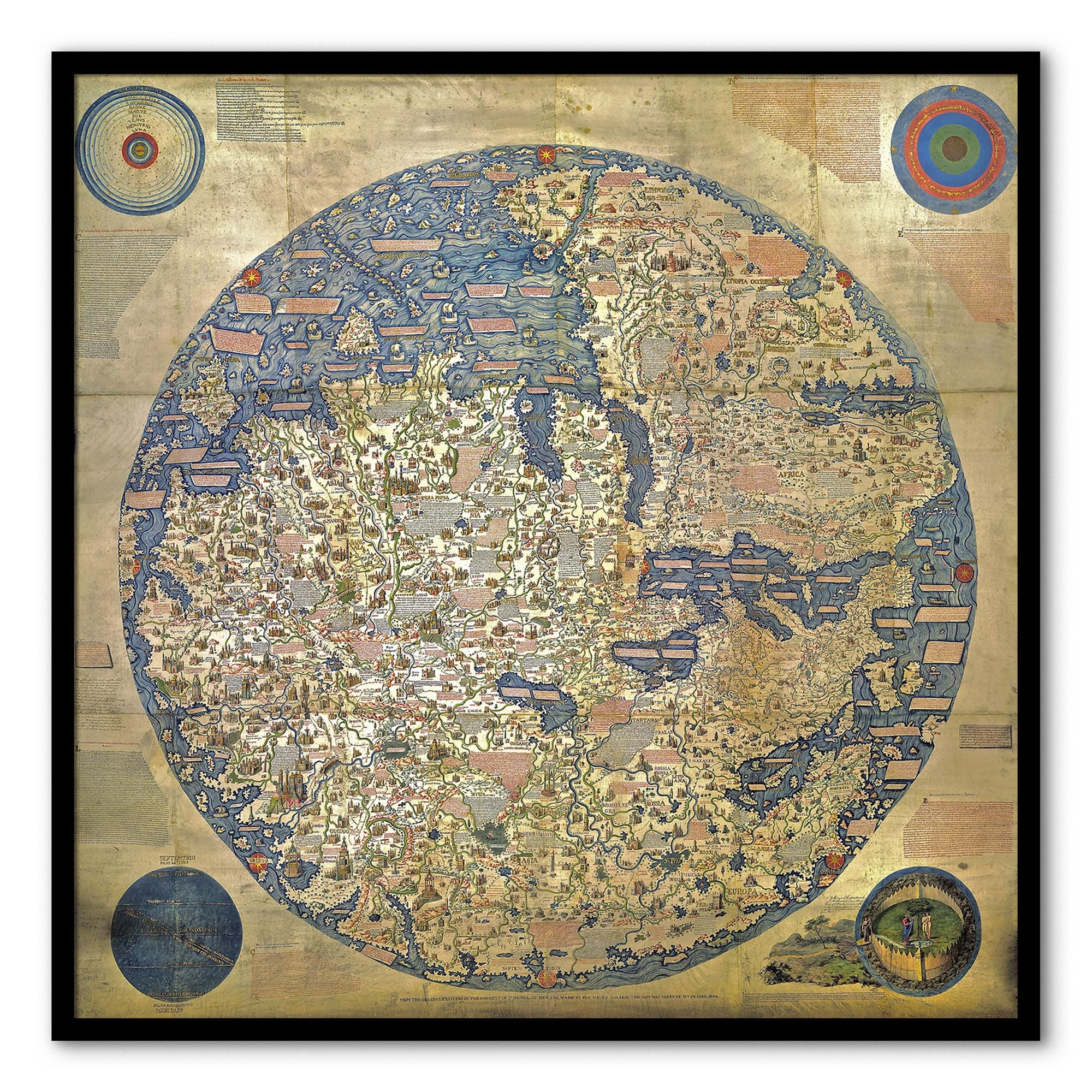 Fra Mauro Map - Old Map of the World 1450 - Detailed and Sharp Details ...