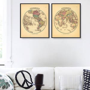 World Map Wall Art Colton Wall Decor Eastern and Western - Etsy