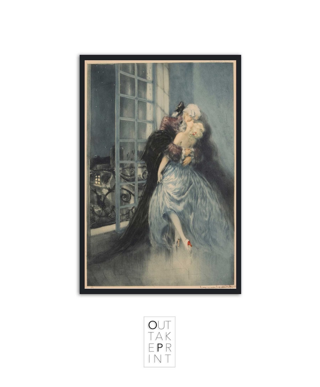 French Art Deco Print - Louis Icart "the Lovers" - Vintage Art ...