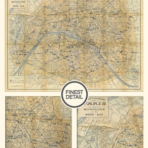Old Paris Metro Map – Historic Plan Commode – Framed Print or Canvas ...