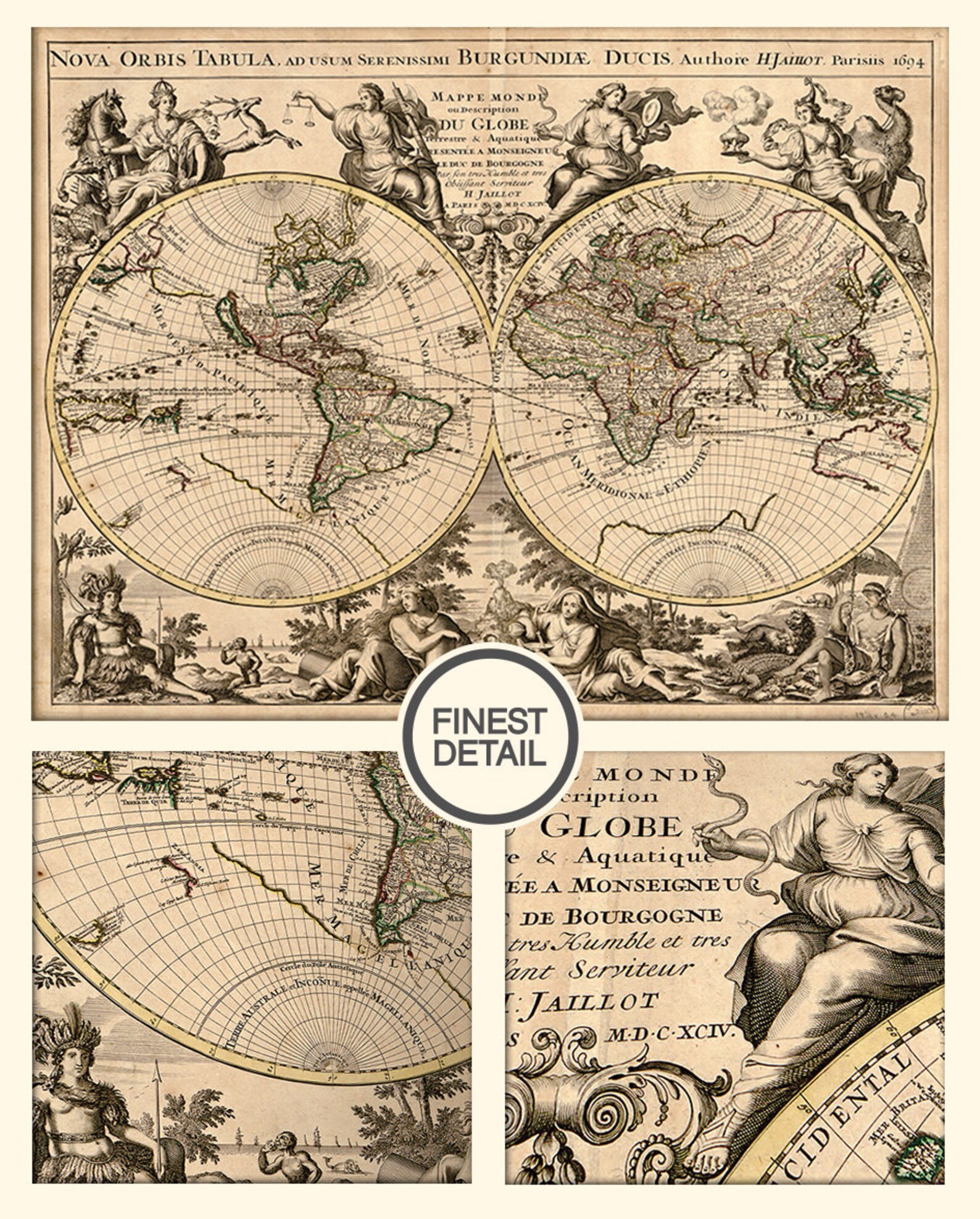 World map wall art World map 1694 Wall art prints | Etsy