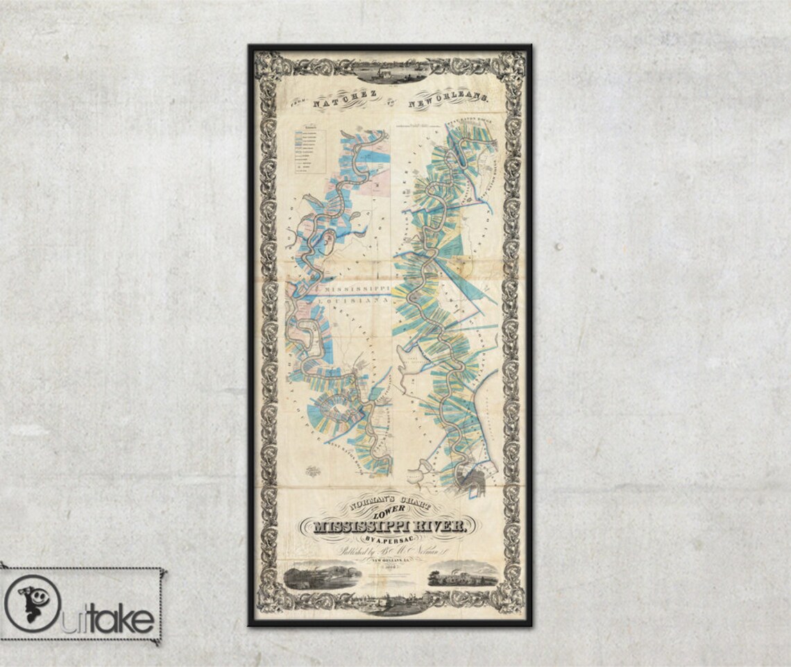 Old Map Mississippi River 1858 Wall Art Prints A. | Etsy