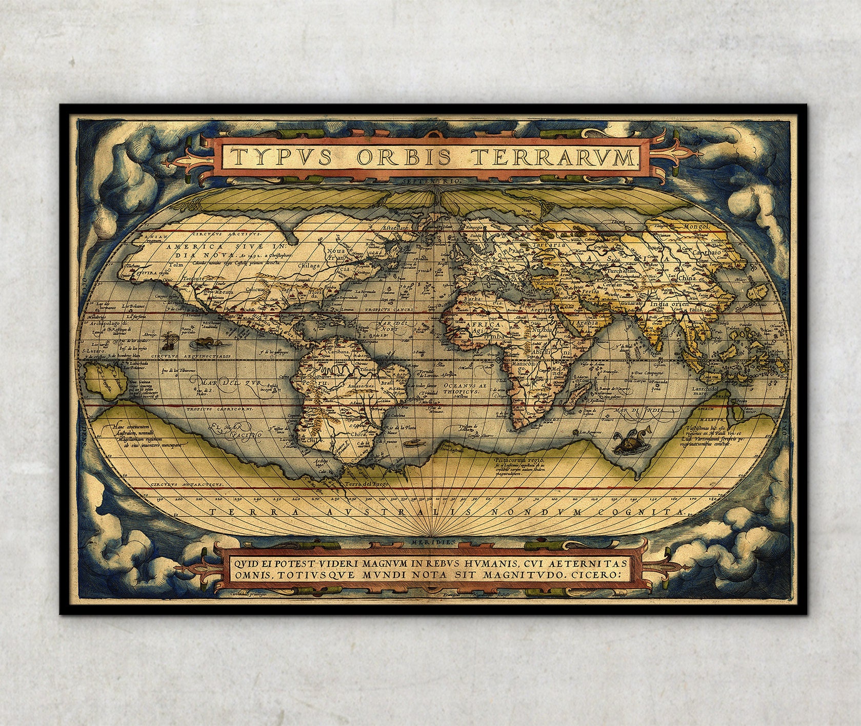 Framed Print Antique Maps Theatrum Orbis Terrarum 1564 - Etsy