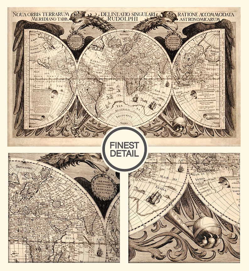 Wall Decor Old Maps Map of the World 1572 Johannes | Etsy
