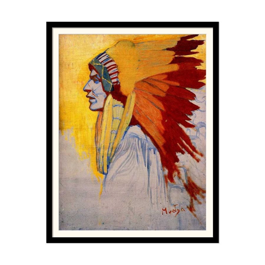 Indian Sioux Study by Alphonse Mucha, Art Nouveau Painting, Alphonse ...