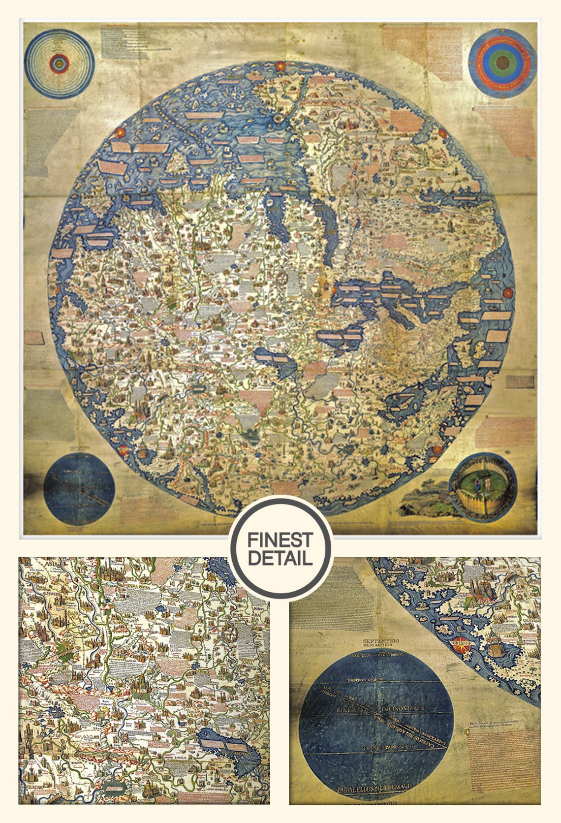Fra Mauro Map - Old Map of the World 1450 - Detailed and Sharp Details ...