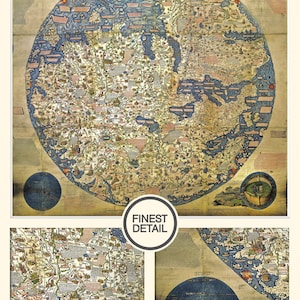 Fra Mauro Map - Old Map of the World 1450 - Detailed and Sharp Details ...