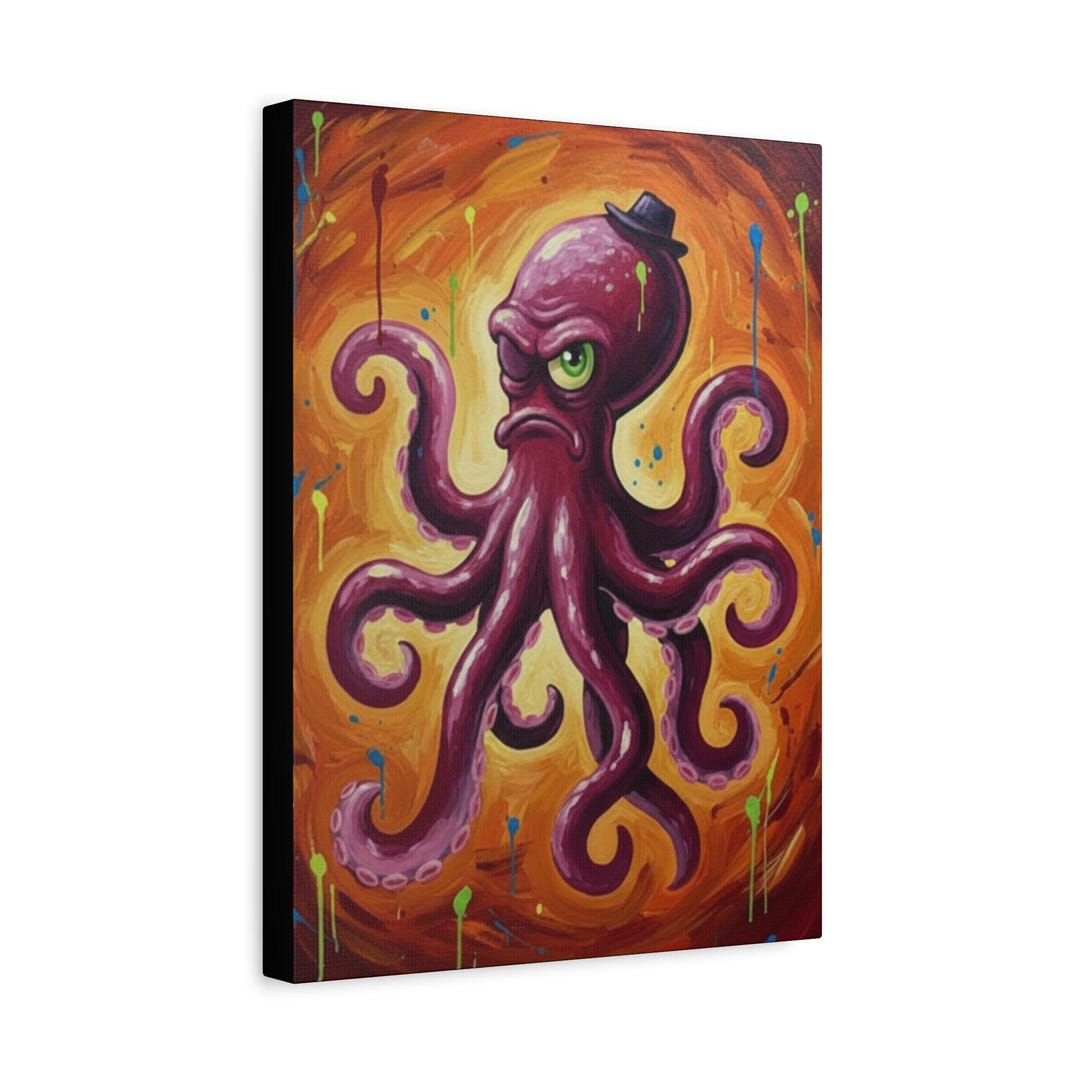 Rebel Octopus Modern Wall Art - Funny Octopus Canvas Print - Sarcastic ...