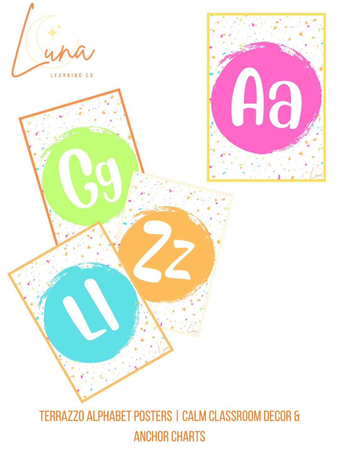 Terrazzo Alphabet Posters | Calm Classroom Decor & Anchor Charts - Etsy