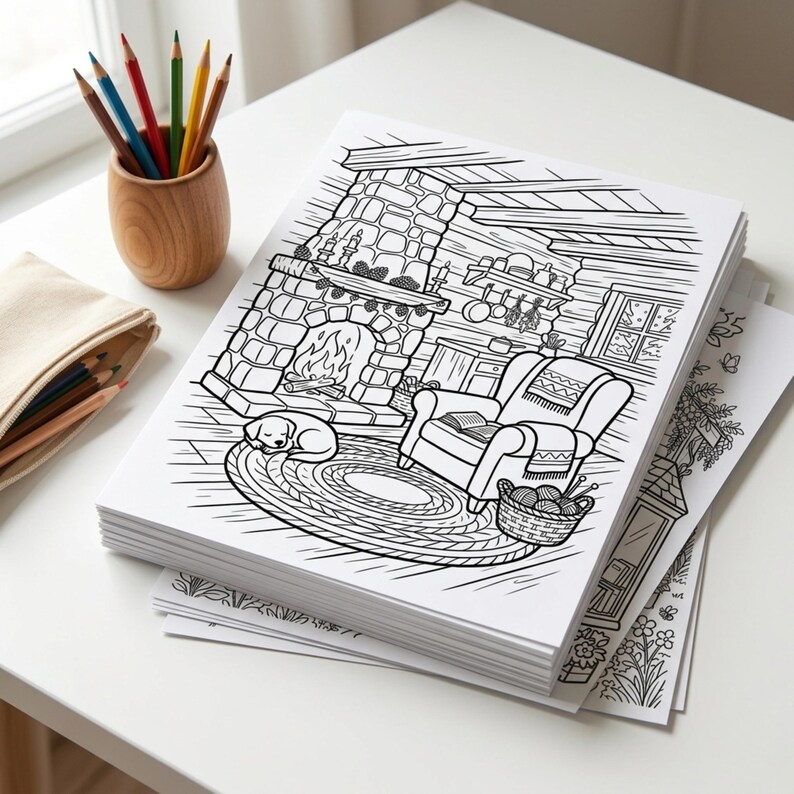 Tiny Homes and Cozy Spaces Printable Colouring Book | 25 Scenes | A4 ...