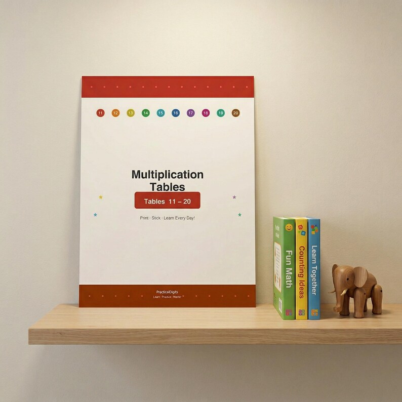 Multiplication Tables 11-20 Printable Wall Chart | Kids Math Learning ...
