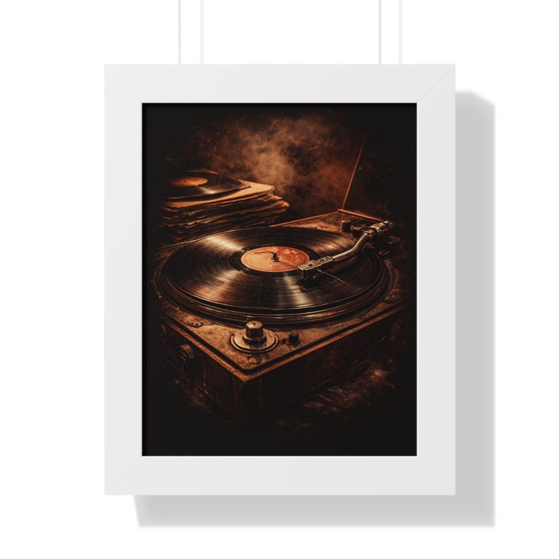 Vintage Turntable Framed Poster | Record Player Poster | Retro Music ...