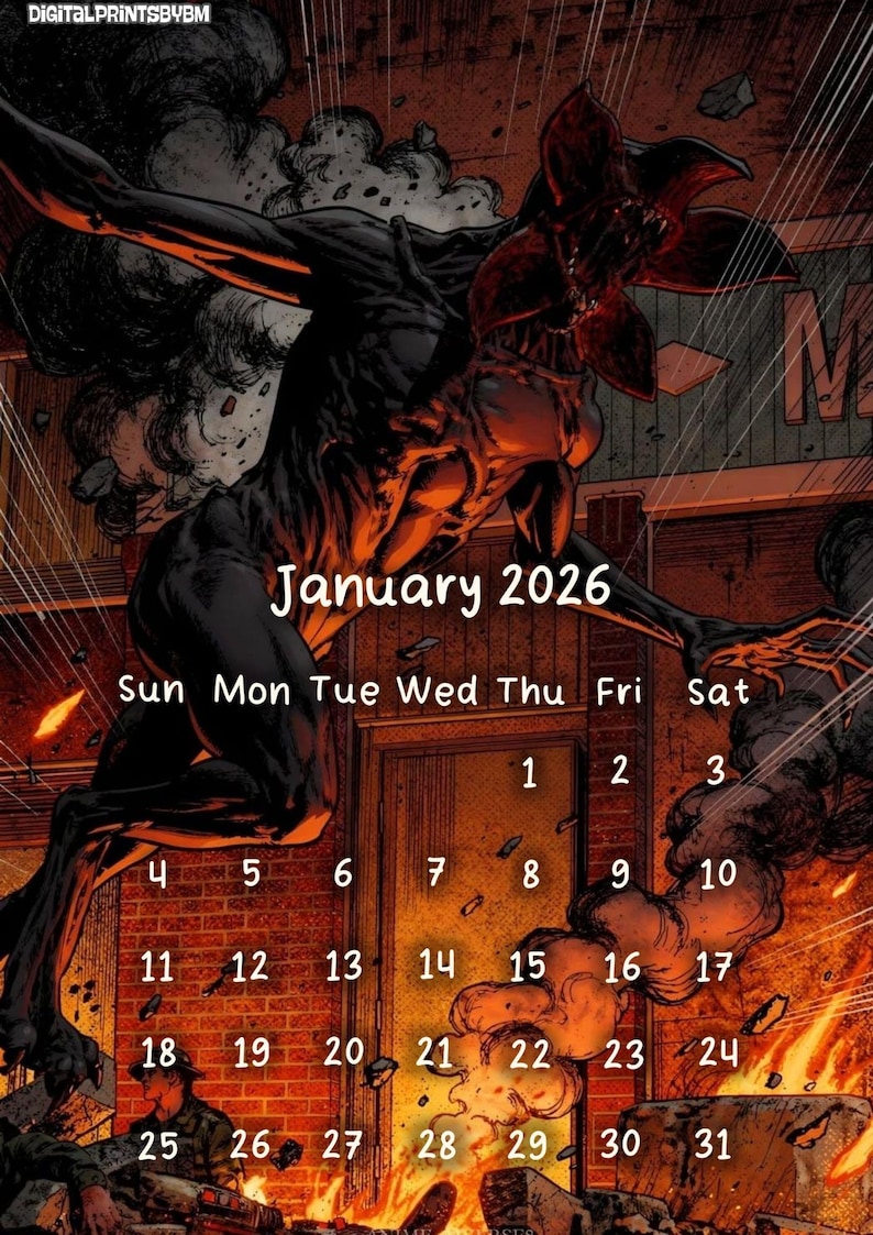 Printable Calendar 2026 | Stranger Things - Etsy