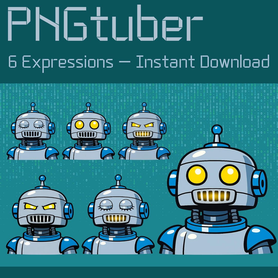 Robot Pngtuber Avatar – Premade Streaming Asset, Vtuber PNG Avatar ...