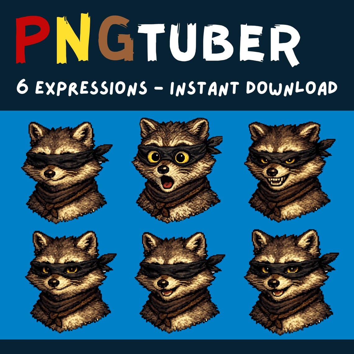 Pixel Raccoon Pngtuber Avatar – Premade Streaming Asset, Vtuber PNG ...