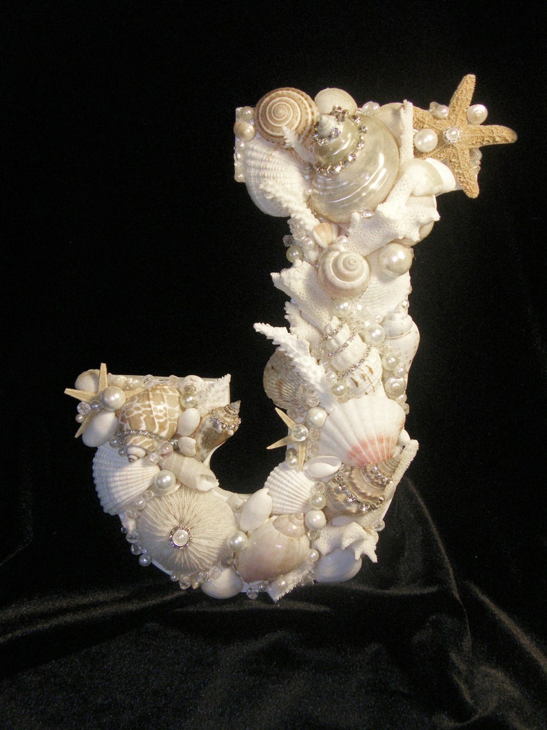 Seashell Letter - Beige/white Themed - Letter J Embellished With ...
