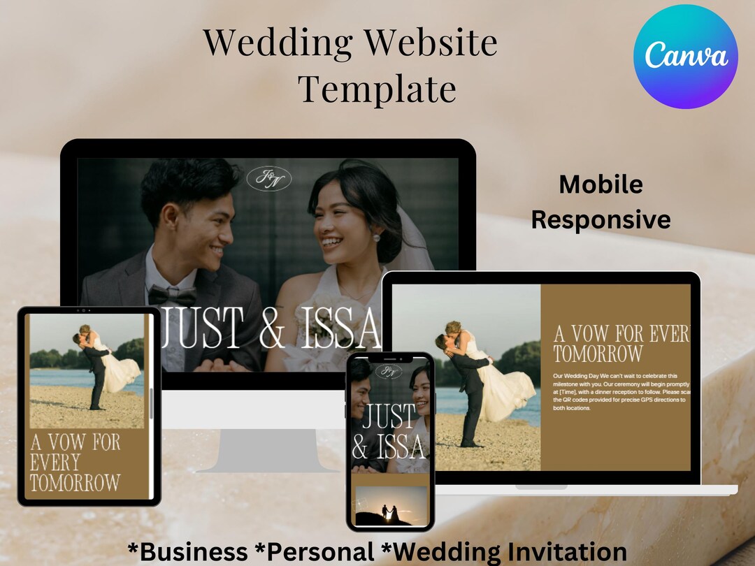 Earthy Boho Wedding Website Template, Mobile Invite (canva Digital ...