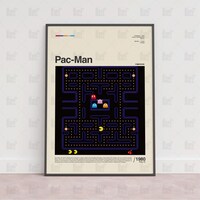 Set of 3 Pac-man Digital Download Poster Bundle for Bedroom Decor ...