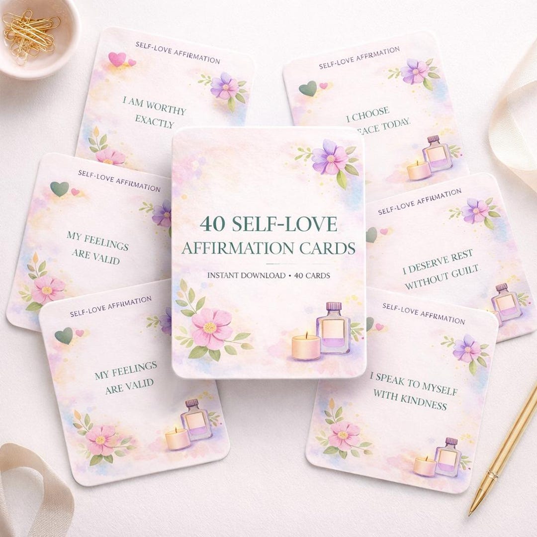 Self Love Affirmation Cards Printable | Valentines Gift | 40-card Deck ...