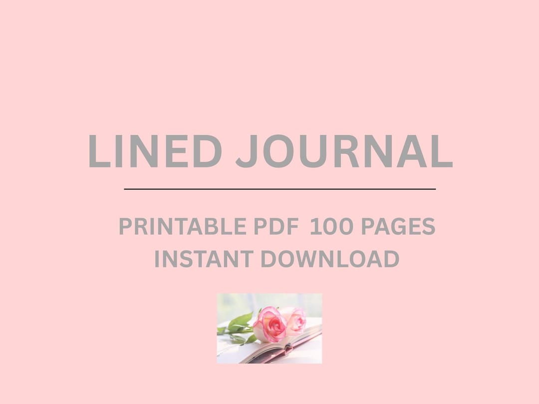 Lined Journal Printable PDF|100 Page Minimalist Writing Journal Digital ...