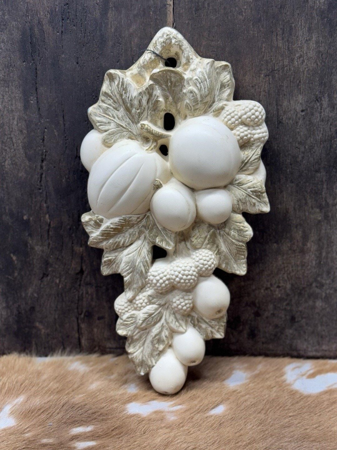 Vintage MCM Mid Century Modern Plaster Fruit Still Life Swag Wall Art ...