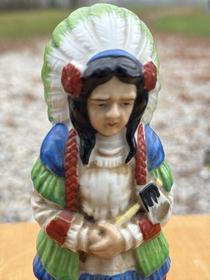 Vintage Japan Native American Indian Figurine Hand Painted Ceramic ...