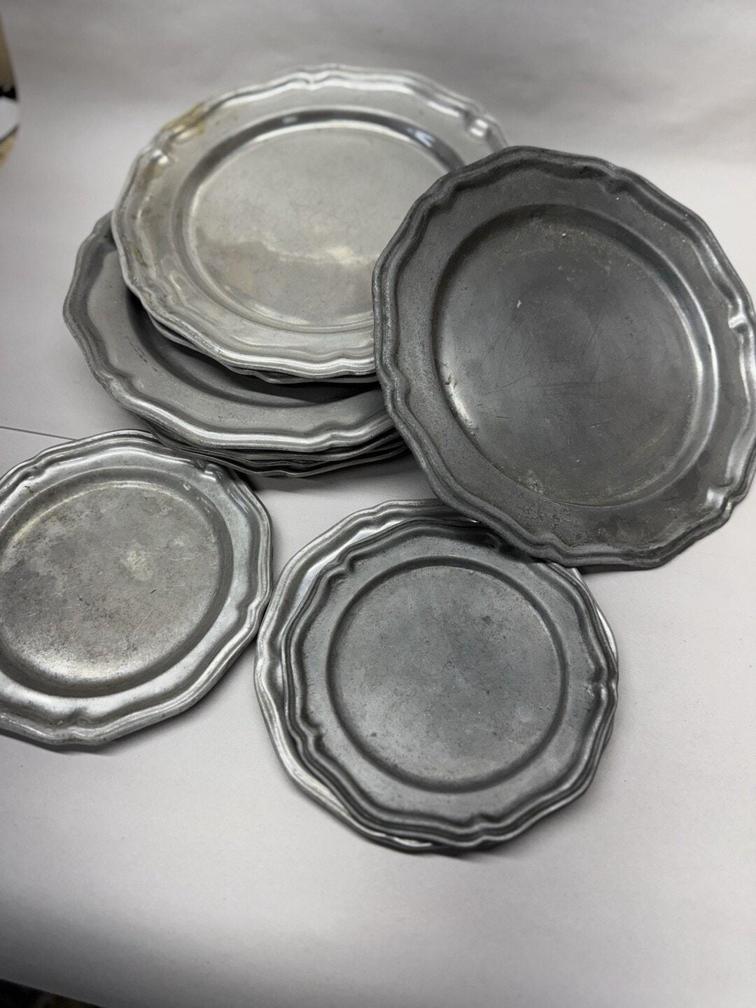 7 VTG Wilton RWP Pewter & Crown Castle Queen Anne 10" Plates and 3 - 7 ...