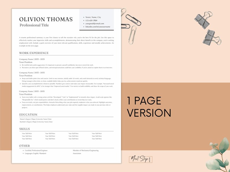 ATS Resume Template, CV Template, Minimalist Resume, Simple Resume ...