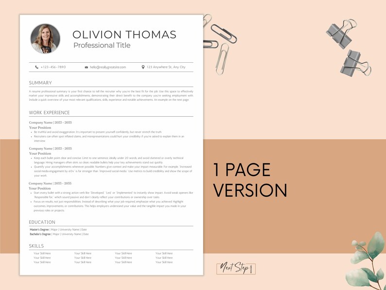Modèle de CV ATS Word, Canva, modèle de CV professionnel, CV basique et ...