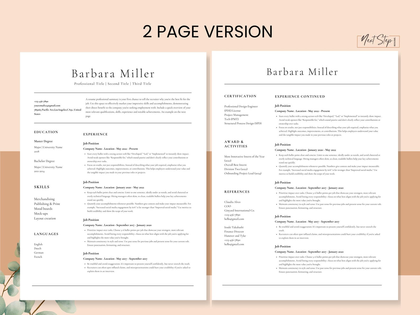 ATS Friendly Principal Resume Template, Teacher Resume and Cover Letter ...