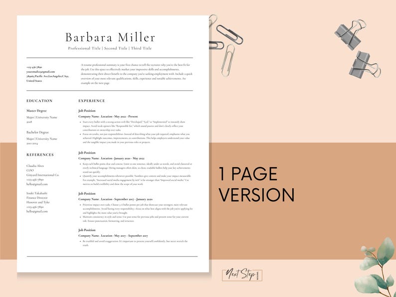 ATS Friendly Principal Resume Template, Teacher Resume and Cover Letter ...