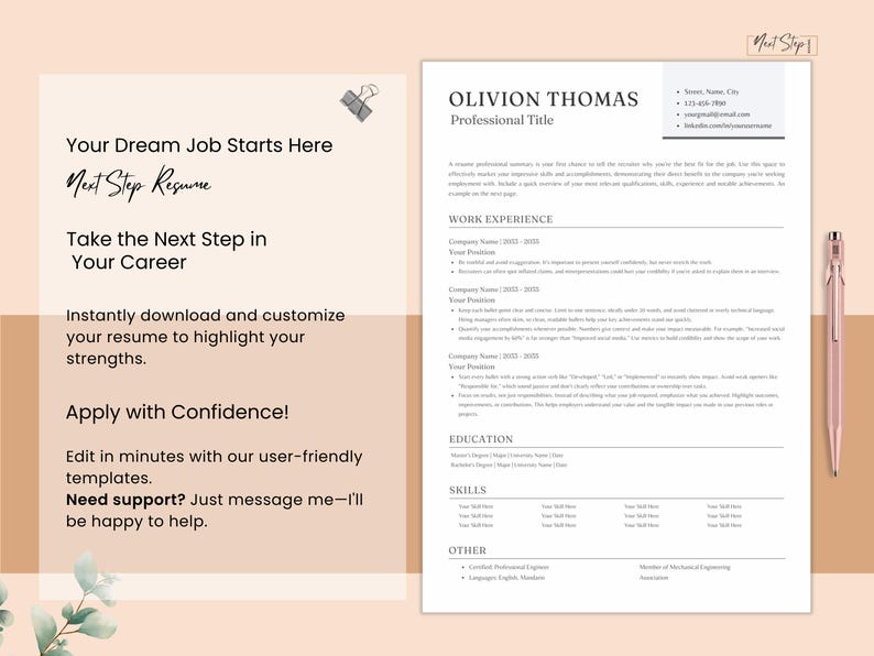 ATS Resume Template, CV Template, Minimalist Resume, Simple Resume ...