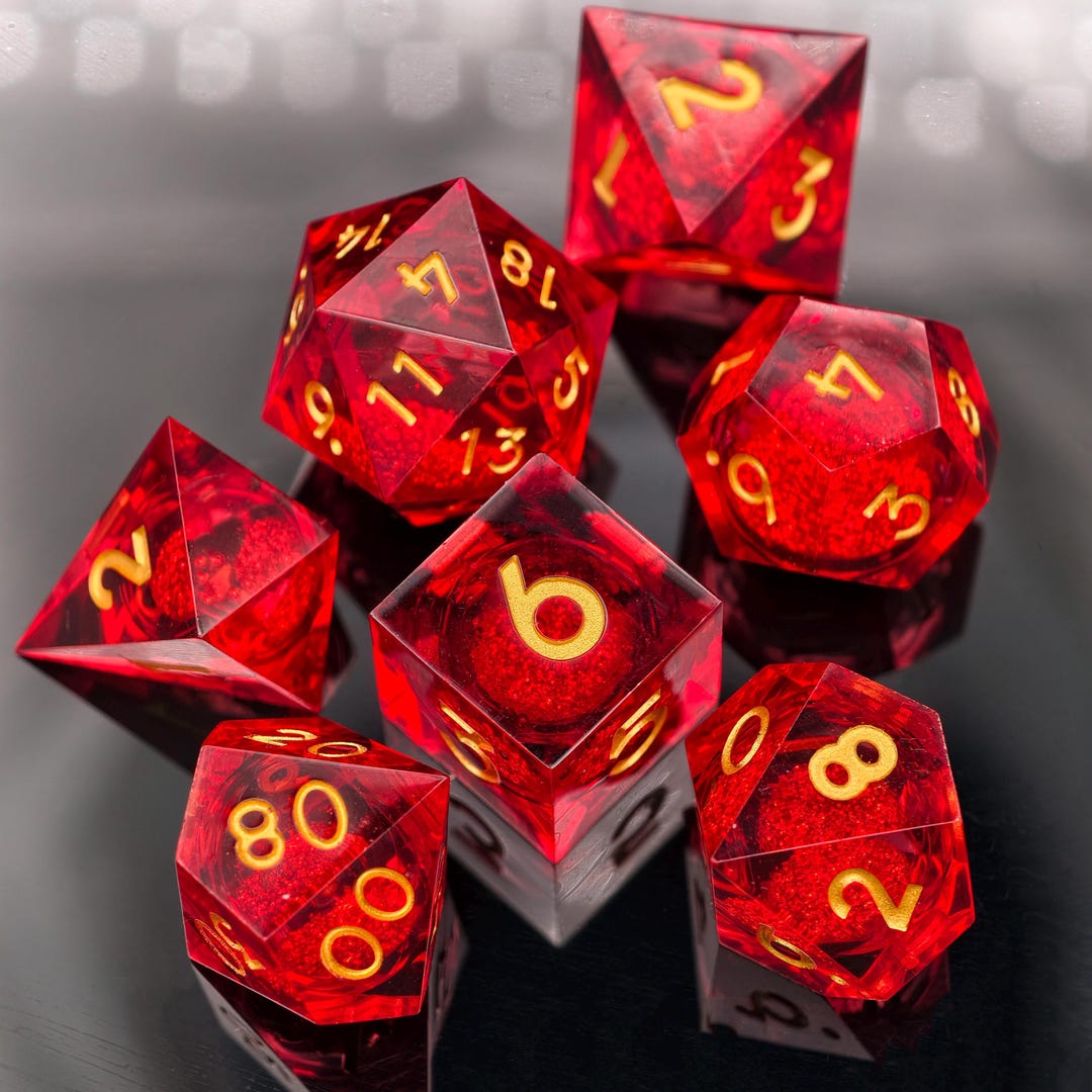 Blood Swirl Red Clear Resin,dnd Liquid Core Dice Set,polyhedral Dice ...