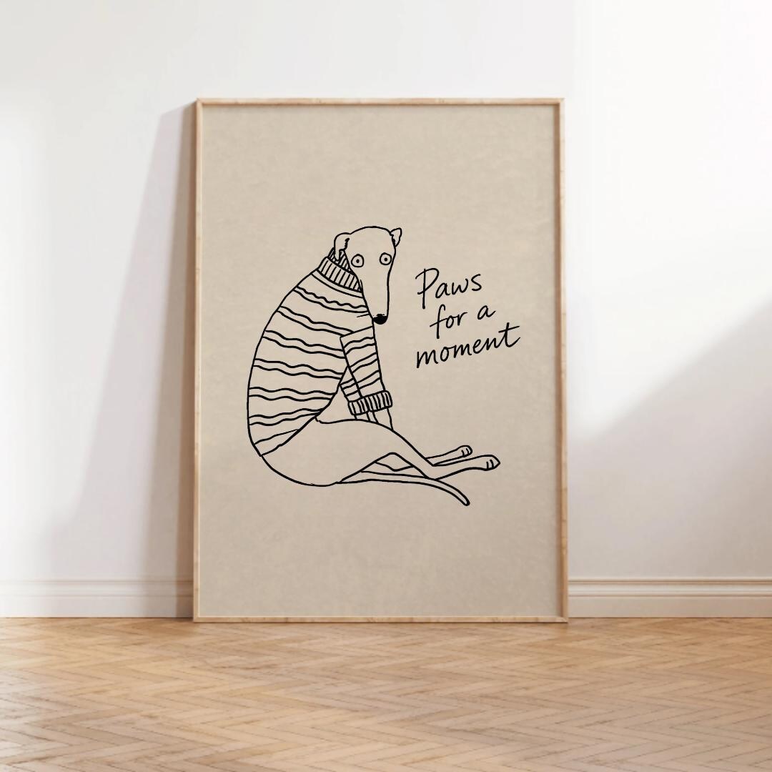 Whippet Dog Print, Funny Pet Home Decor, Handwritten Quote (digital ...