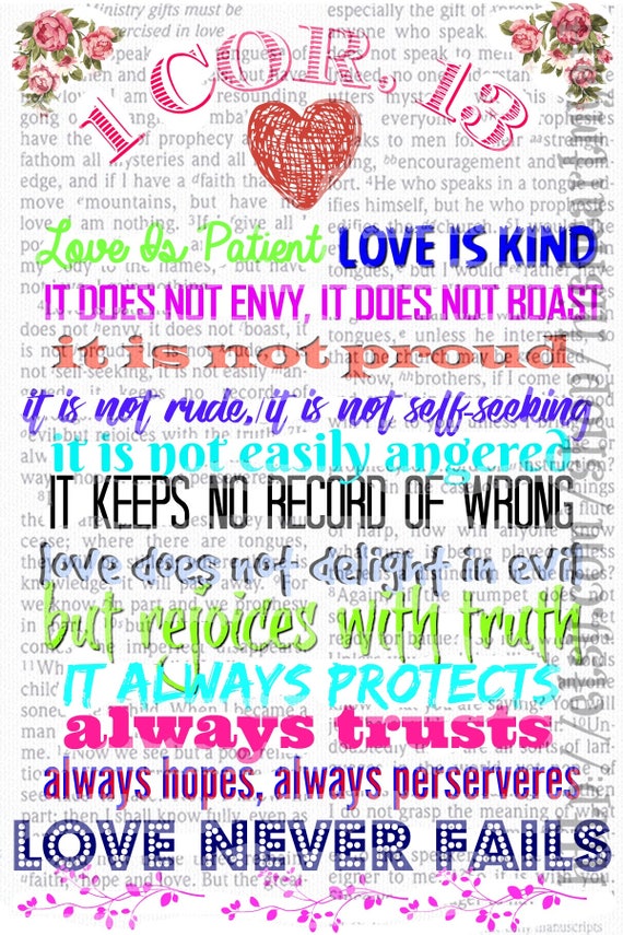 Christian Wall Art I Cor 13 Bible Love Chapter Printable - Etsy