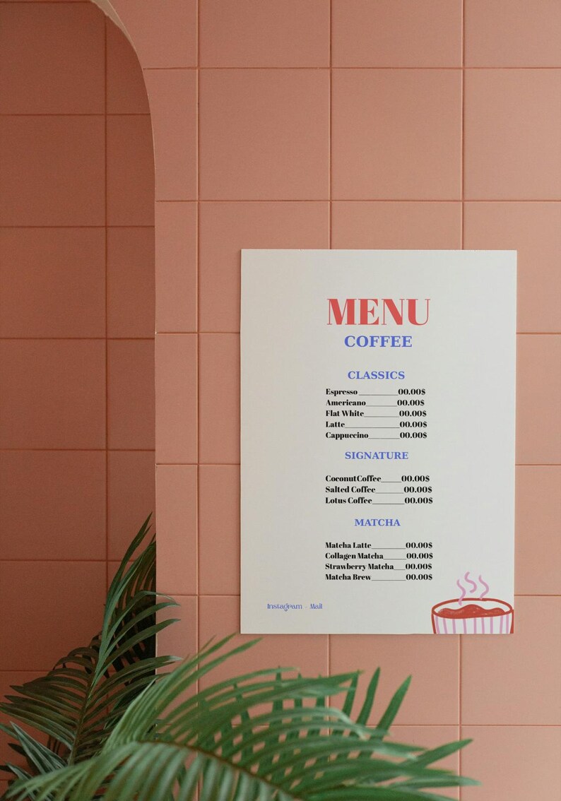 Minimal Coffee Shop Menu Template, Editable Cafe Menu (canva PDF ...