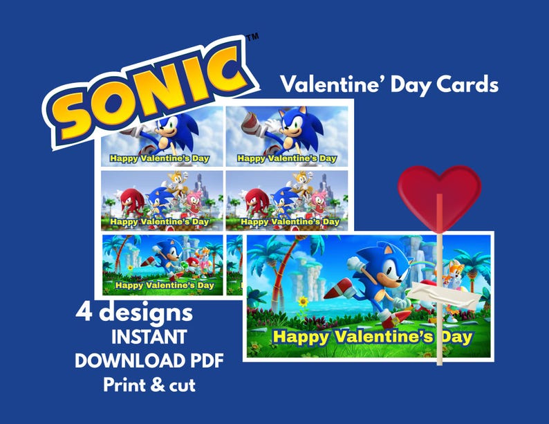Sonic Valentine's Day Cards - Etsy
