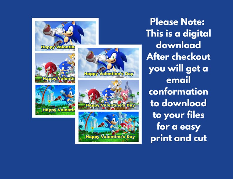 Sonic Valentine's Day Cards - Etsy