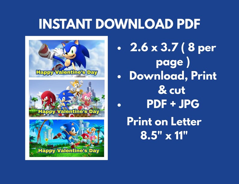 Sonic Valentine's Day Cards - Etsy