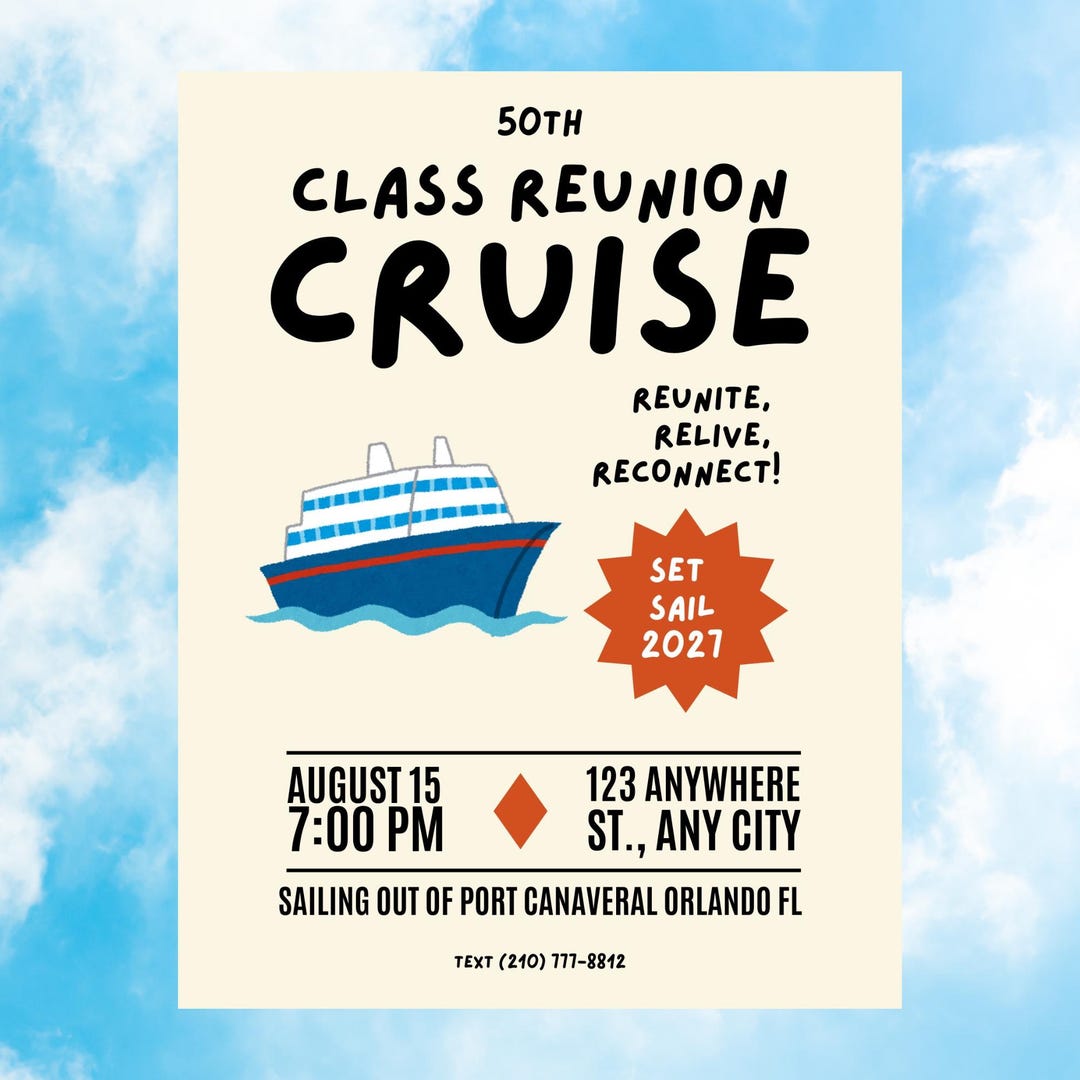50th Class Reunion Invitation Template, Printable Flyer PDF - Etsy ...