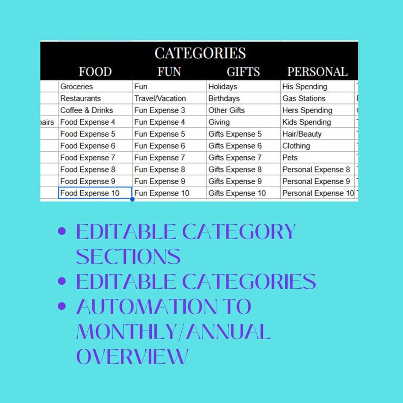 Weekly Budget Spreadsheet | Finance Planner, Expense & Bill Tracker - Etsy