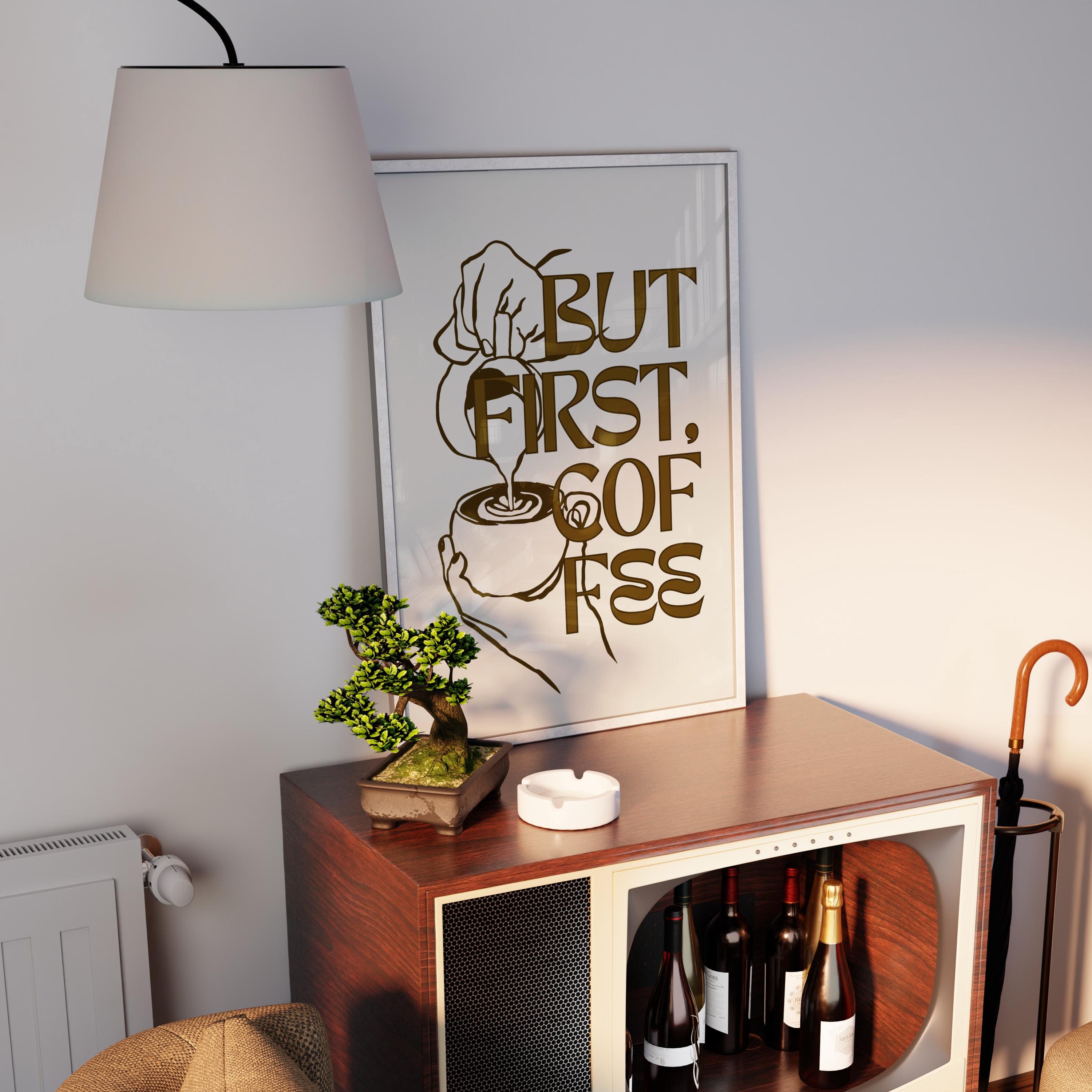 But First Coffee Wall Art | Coffee Shop Poster | Bar Kitchen Decor ...