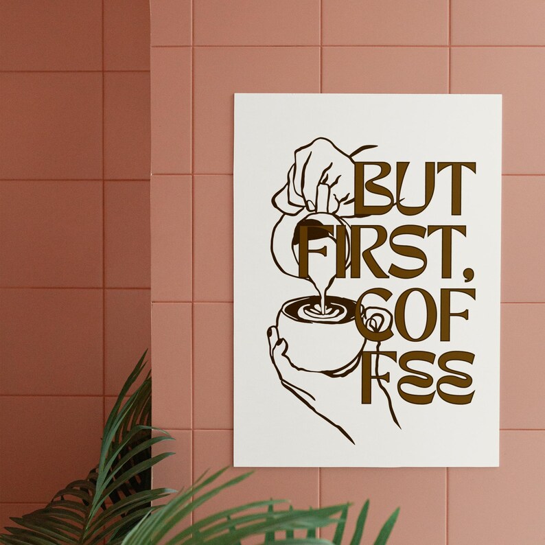 But First Coffee Wall Art | Coffee Shop Poster | Bar Kitchen Decor ...