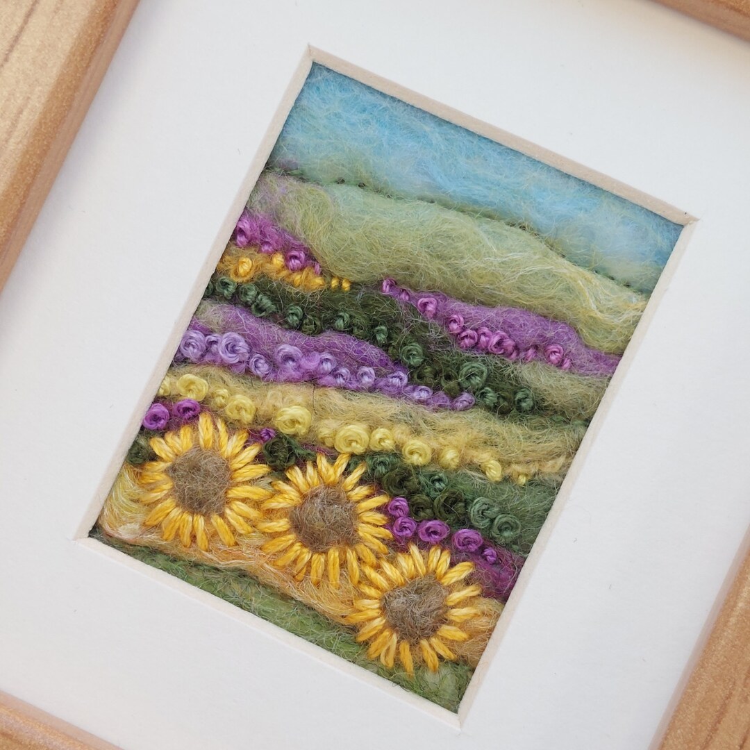 Felt Sunflower Art - Felted and Embroidered Miniature Sunflowers ...