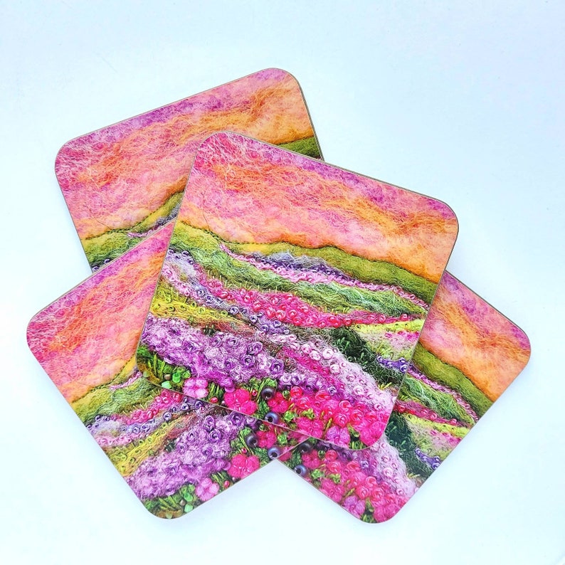 Heather Sunset Picture Felt Art Print Coaster - Etsy