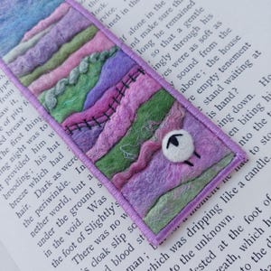 Fabric Bookmark Handmade in Felting With Felted and Embroidered Sheep ...