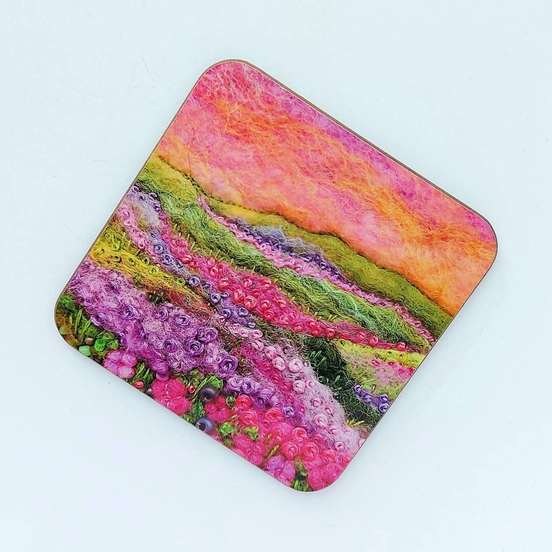 Heather Sunset Picture Felt Art Print Coaster - Etsy