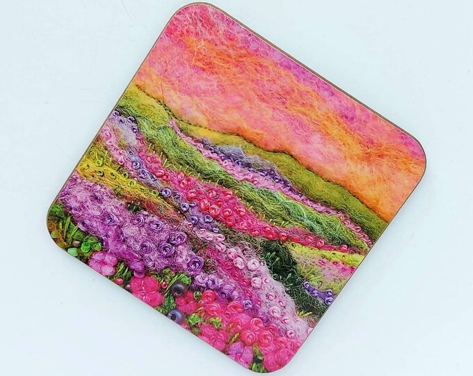 Heather Sunset Picture Felt Art Print Coaster - Etsy