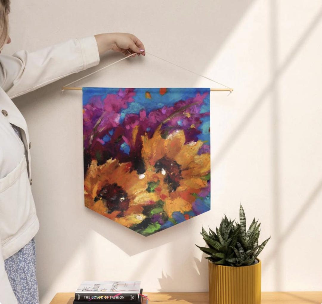 Pennant Banner, Sunflowers in Oil Pastel - Etsy