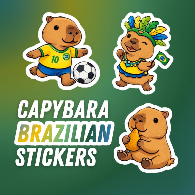 Cartela Adesivos Capivara Brasil imprimíveis, pack 10 adesivos ...